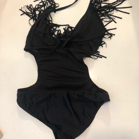 Forever 21 | Swim | Nwot Forever 2 Black Fringe Bathing Suit | Poshmark